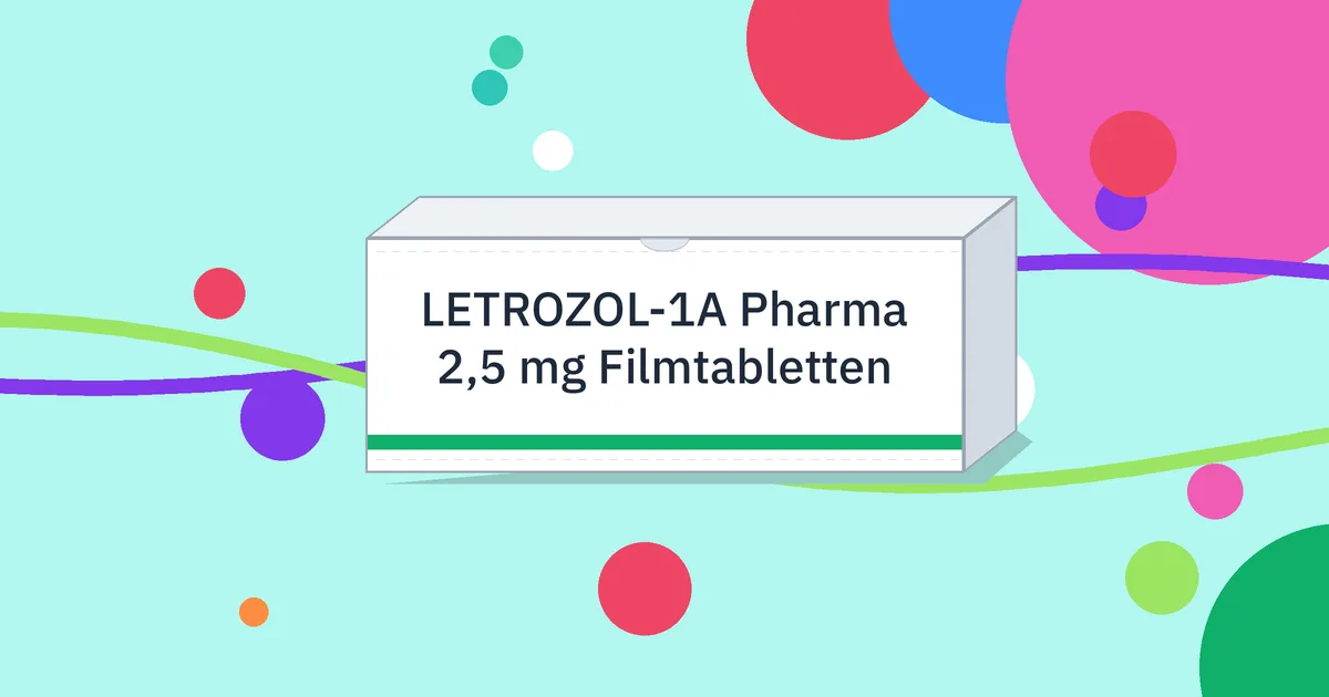 Symbolbild: Packung mit der Aufschrift LETROZOL-1A Pharma 2,5 mg Filmtabletten (PZN 18220860) – Verfügbarkeit und Bezug in Apotheken in Frankfurt am Main
