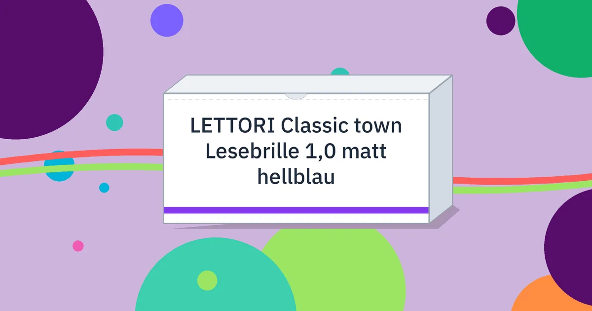 Symbolbild: Packung mit der Aufschrift LETTORI Classic town Lesebrille 1,0 matt hellblau (PZN 11057380) – Verfügbarkeit und Bezug in Apotheken in Frankfurt am Main