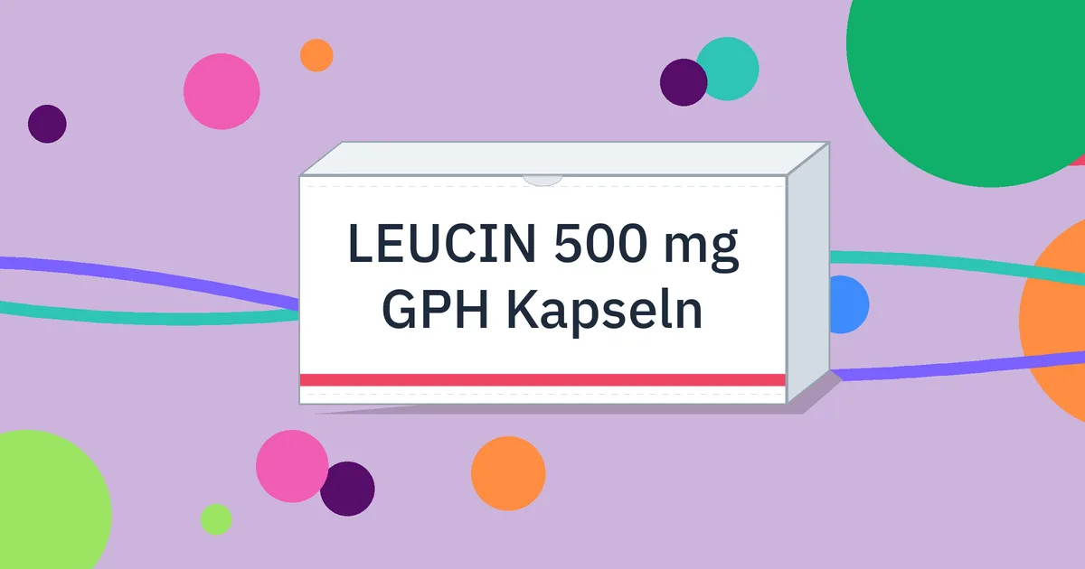 Symbolbild: Packung mit der Aufschrift LEUCIN 500 mg GPH Kapseln (PZN 00128237) – Verfügbarkeit und Bezug in Apotheken in Frankfurt am Main