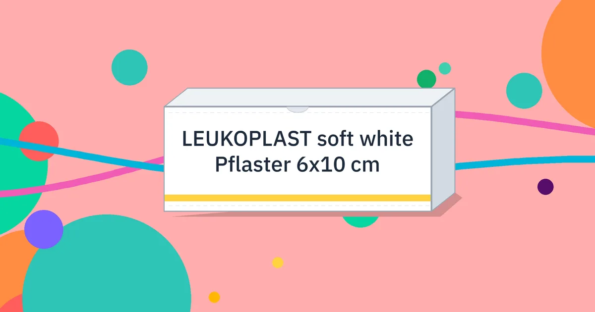 Symbolbild: Packung mit der Aufschrift LEUKOPLAST soft white Pflaster 6x10 cm (PZN 19065060) – Verfügbarkeit und Bezug in Apotheken in Frankfurt am Main