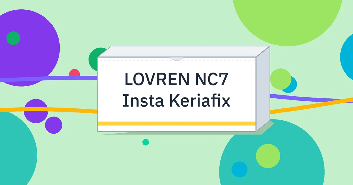 Symbolbild: Packung mit der Aufschrift LOVREN NC7 Insta Keriafix (PZN 20862608) – Verfügbarkeit und Bezug in Apotheken in Frankfurt am Main