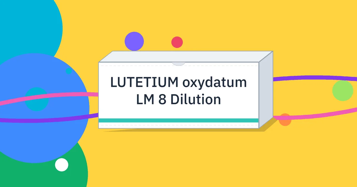 Symbolbild: Packung mit der Aufschrift LUTETIUM oxydatum LM 8 Dilution (PZN 12934765) – Verfügbarkeit und Bezug in Apotheken in Frankfurt am Main