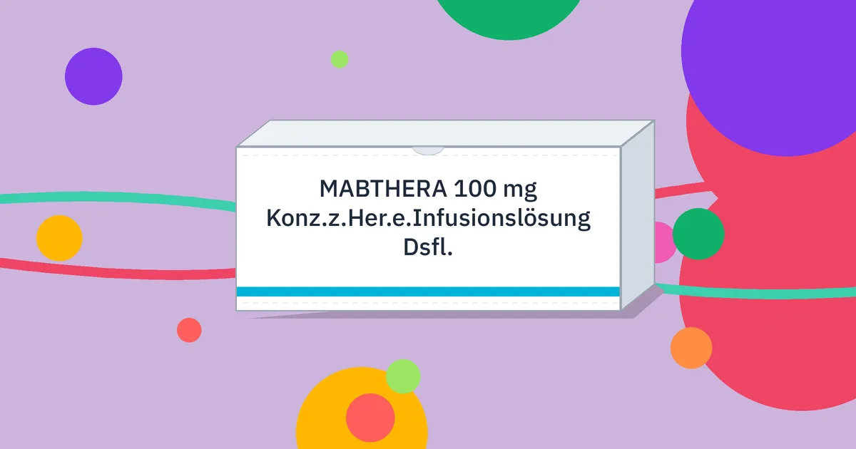 Symbolbild: Packung mit der Aufschrift MABTHERA 100 mg Konz.z.Her.e.Infusionslösung Dsfl. (PZN 08709896) – Verfügbarkeit und Bezug in Apotheken in Frankfurt am Main