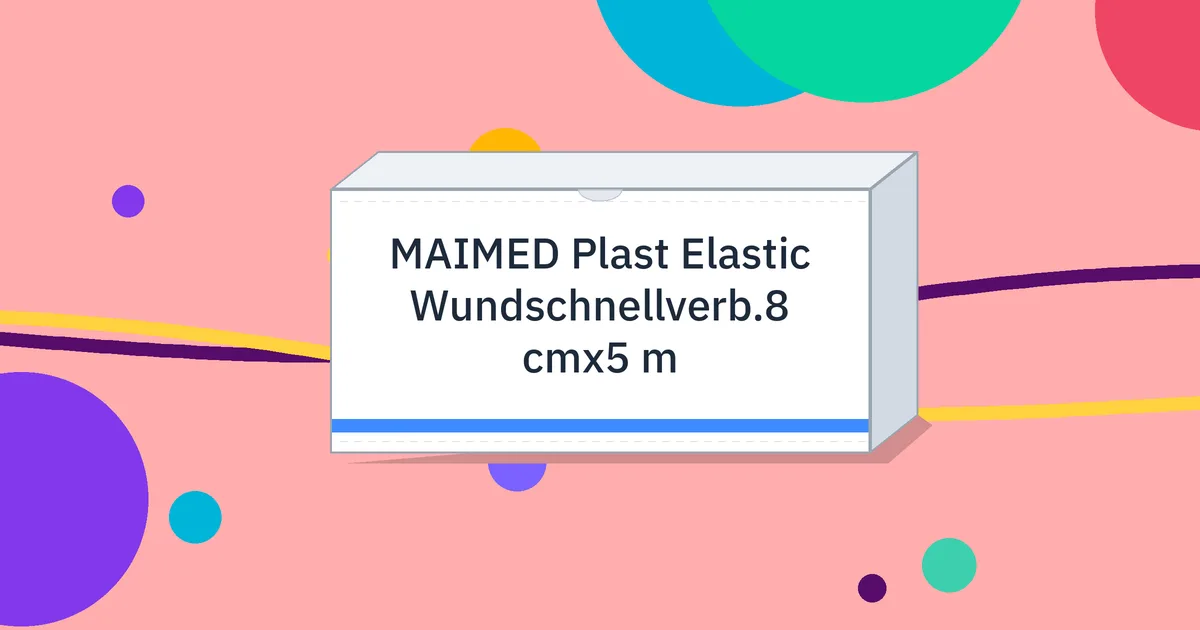 Symbolbild: Packung mit der Aufschrift MAIMED Plast Elastic Wundschnellverb.8 cmx5 m (PZN 04002912) – Verfügbarkeit und Bezug in Apotheken in Frankfurt am Main