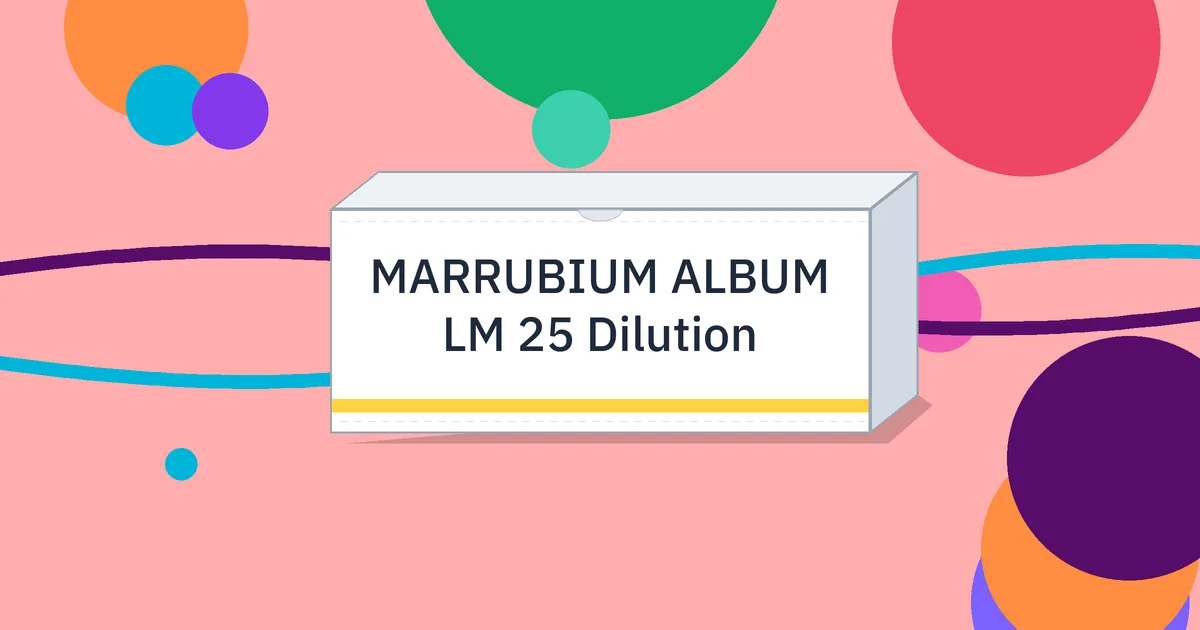Symbolbild: Packung mit der Aufschrift MARRUBIUM ALBUM LM 25 Dilution (PZN 13602060) – Verfügbarkeit und Bezug in Apotheken in Frankfurt am Main