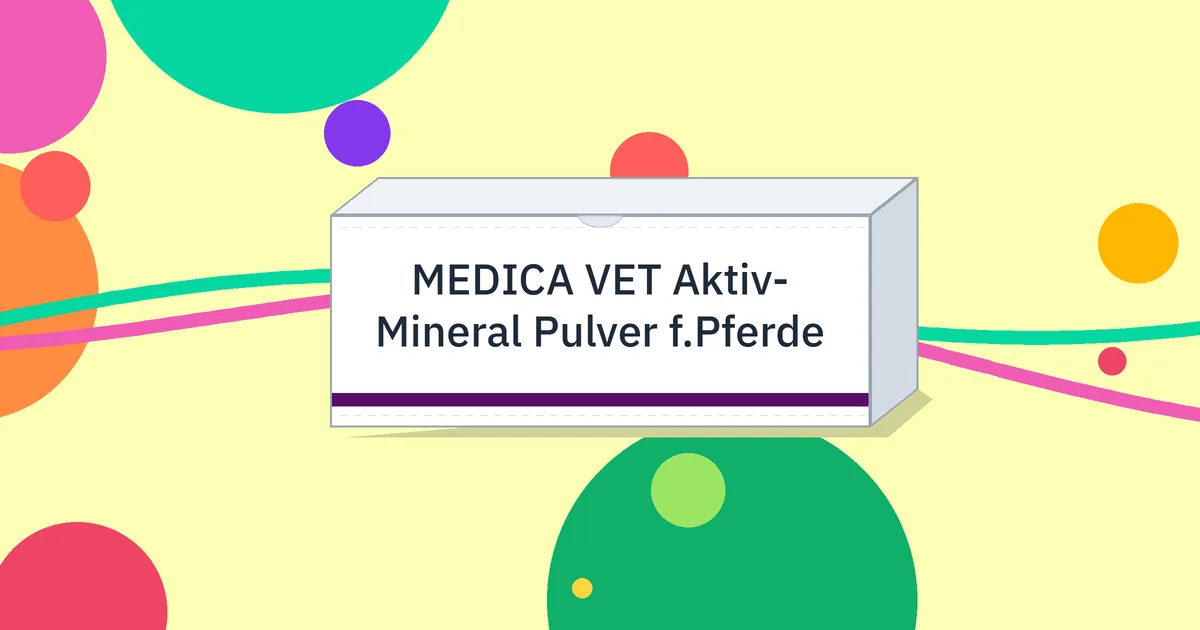 Symbolbild: Packung mit der Aufschrift MEDICA VET Aktiv-Mineral Pulver f.Pferde (PZN 13785882) – Verfügbarkeit und Bezug in Apotheken in Frankfurt am Main