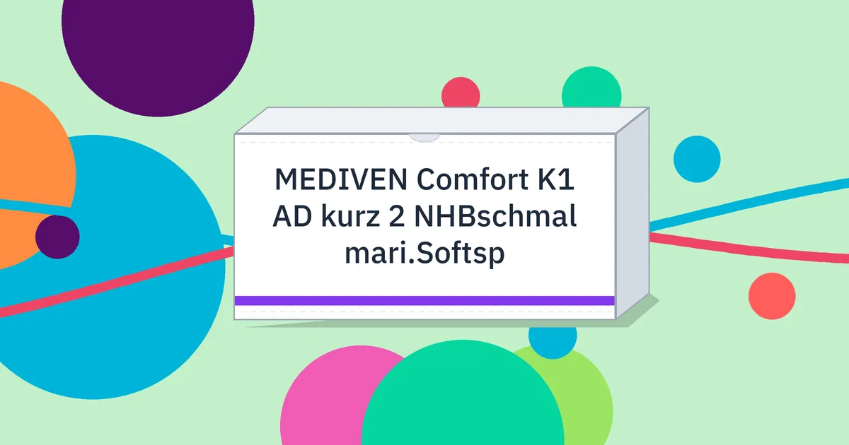 Symbolbild: Packung mit der Aufschrift MEDIVEN Comfort K1 AD kurz 2 NHBschmal mari.Softsp (PZN 14558473) – Verfügbarkeit und Bezug in Apotheken in Frankfurt am Main