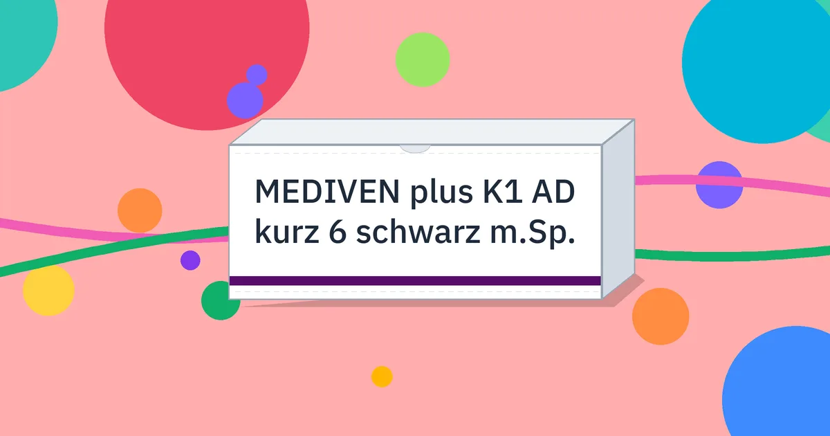 Symbolbild: Packung mit der Aufschrift MEDIVEN plus K1 AD kurz 6 schwarz m.Sp. (PZN 14181755) – Verfügbarkeit und Bezug in Apotheken in Frankfurt am Main