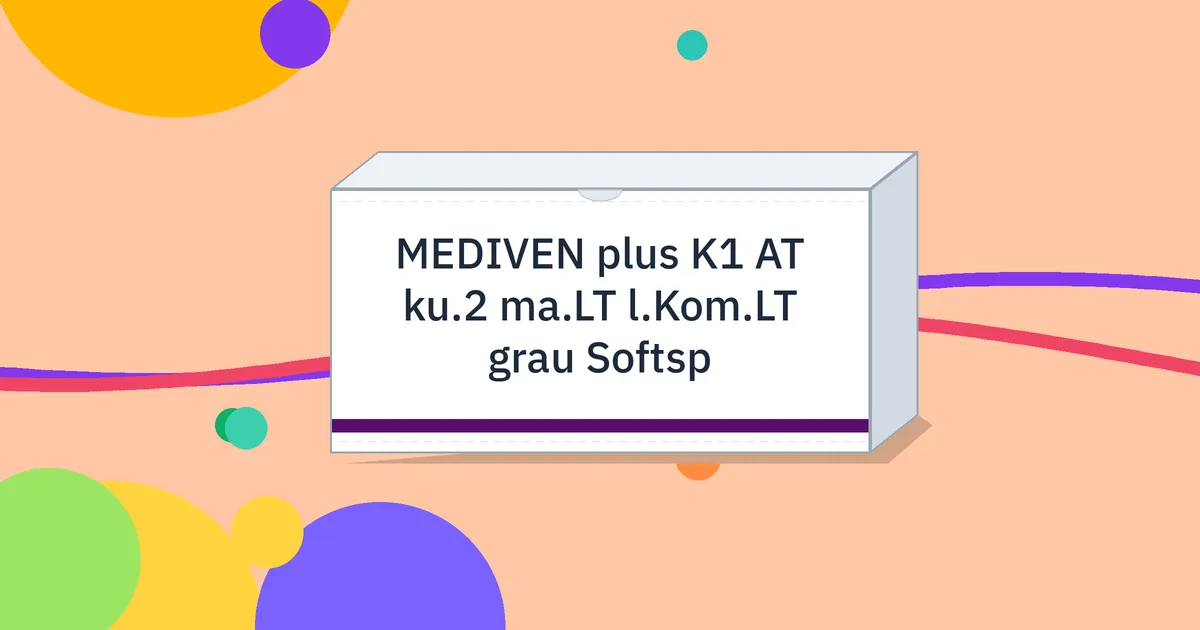 Symbolbild: Packung mit der Aufschrift MEDIVEN plus K1 AT ku.2 ma.LT l.Kom.LT grau Softsp (PZN 18943624) – Verfügbarkeit und Bezug in Apotheken in Frankfurt am Main