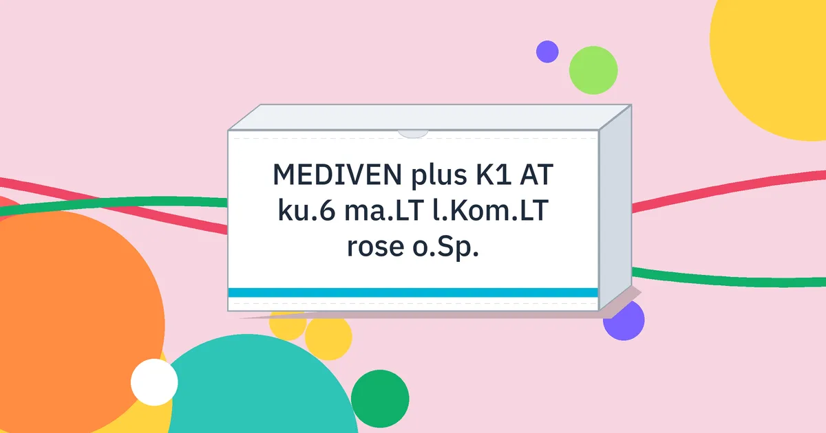 Symbolbild: Packung mit der Aufschrift MEDIVEN plus K1 AT ku.6 ma.LT l.Kom.LT rose o.Sp. (PZN 15071939) – Verfügbarkeit und Bezug in Apotheken in Frankfurt am Main