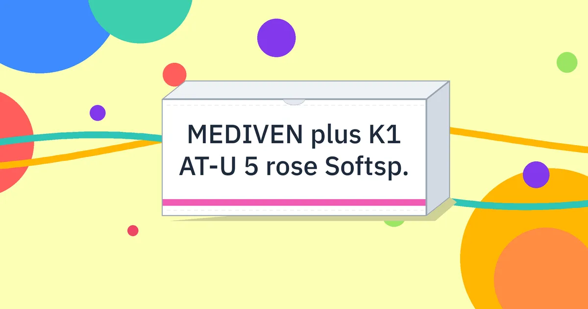 Symbolbild: Packung mit der Aufschrift MEDIVEN plus K1 AT-U 5 rose Softsp. (PZN 15030716) – Verfügbarkeit und Bezug in Apotheken in Frankfurt am Main
