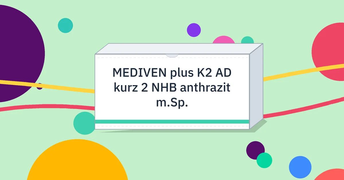 Symbolbild: Packung mit der Aufschrift MEDIVEN plus K2 AD kurz 2 NHB anthrazit m.Sp. (PZN 15924715) – Verfügbarkeit und Bezug in Apotheken in Frankfurt am Main