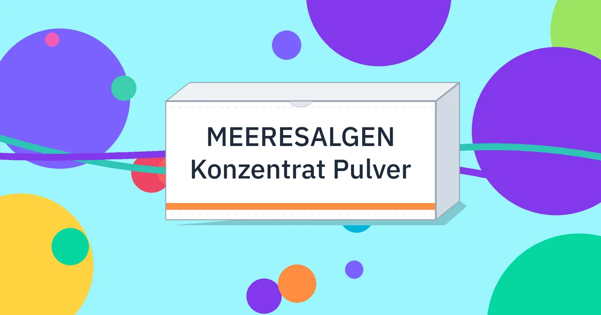 Symbolbild: Packung mit der Aufschrift MEERESALGEN Konzentrat Pulver (PZN 00254580) – Verfügbarkeit und Bezug in Apotheken in Frankfurt am Main