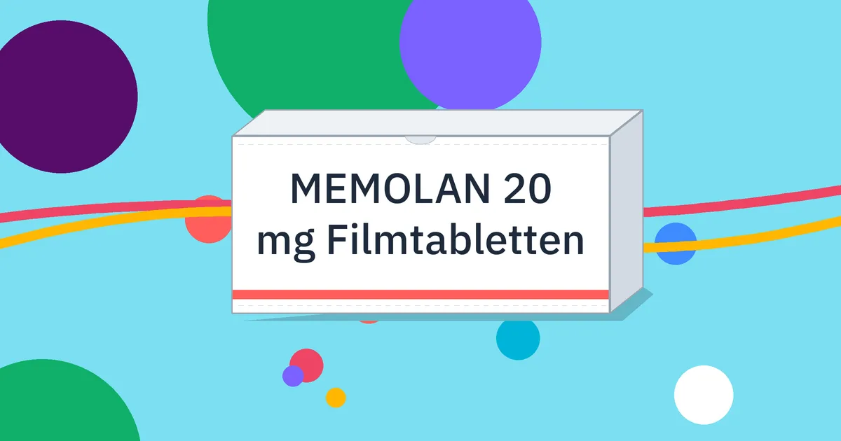 Symbolbild: Packung mit der Aufschrift MEMOLAN 20 mg Filmtabletten (PZN 11588261) – Verfügbarkeit und Bezug in Apotheken in Frankfurt am Main