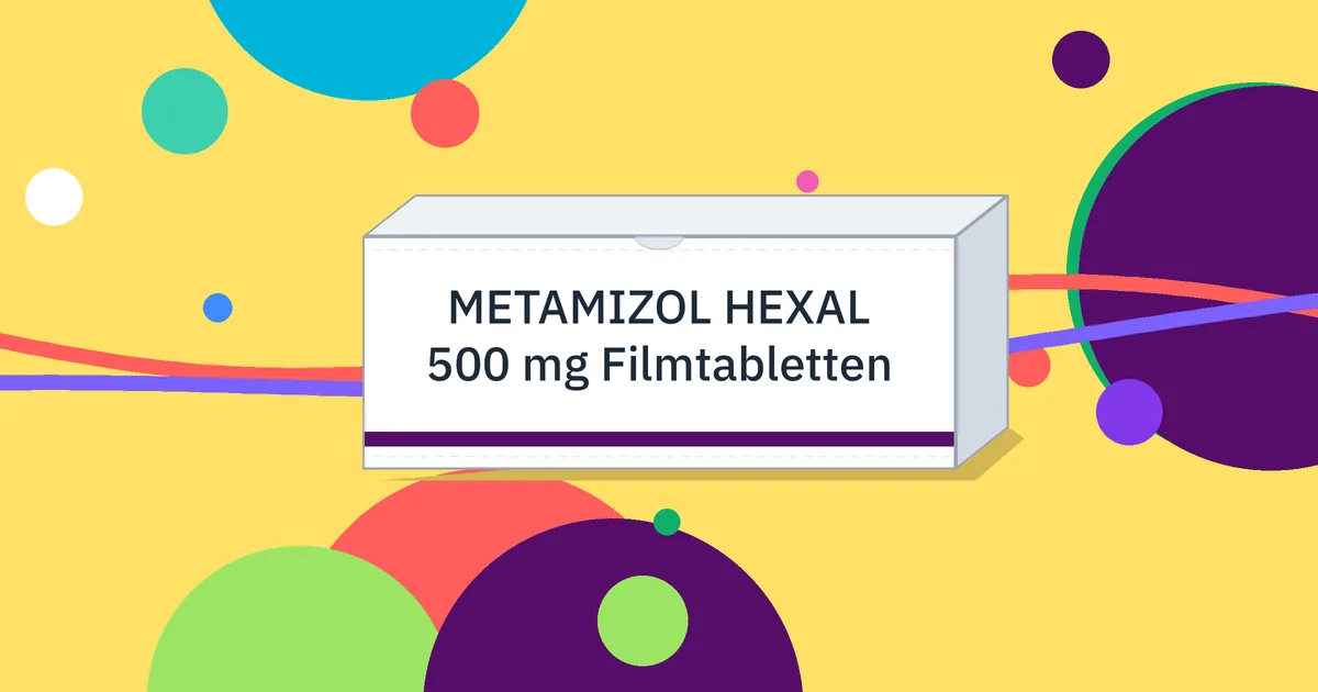 Symbolbild: Packung mit der Aufschrift METAMIZOL HEXAL 500 mg Filmtabletten (PZN 08868293) – Verfügbarkeit und Bezug in Apotheken in Frankfurt am Main