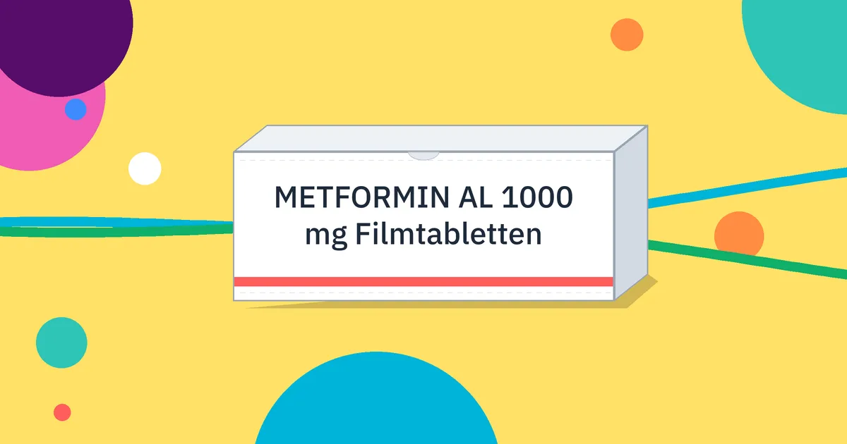 Symbolbild: Packung mit der Aufschrift METFORMIN AL 1000 mg Filmtabletten (PZN 05481292) – Verfügbarkeit und Bezug in Apotheken in Frankfurt am Main