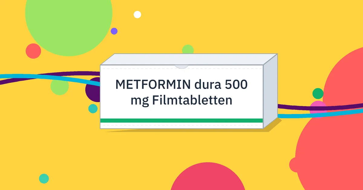 Symbolbild: Packung mit der Aufschrift METFORMIN dura 500 mg Filmtabletten (PZN 03400131) – Verfügbarkeit und Bezug in Apotheken in Frankfurt am Main