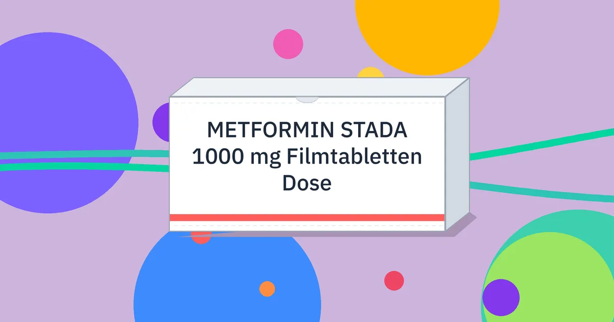 Symbolbild: Packung mit der Aufschrift METFORMIN STADA 1000 mg Filmtabletten Dose (PZN 18774311) – Verfügbarkeit und Bezug in Apotheken in Frankfurt am Main