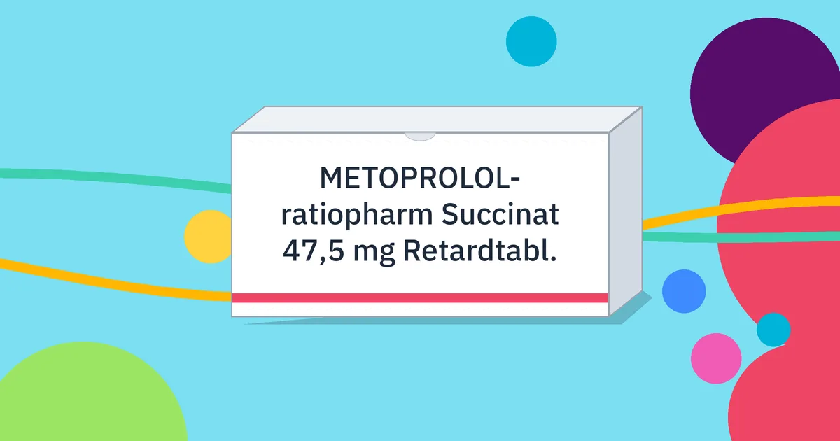 Symbolbild: Packung mit der Aufschrift METOPROLOL-ratiopharm Succinat 47,5 mg Retardtabl. (PZN 00089626) – Verfügbarkeit und Bezug in Apotheken in Frankfurt am Main