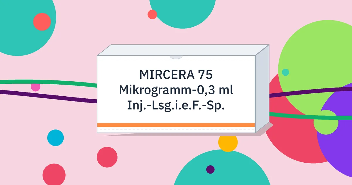 Symbolbild: Packung mit der Aufschrift MIRCERA 75 Mikrogramm-0,3 ml Inj.-Lsg.i.e.F.-Sp. (PZN 05484563) – Verfügbarkeit und Bezug in Apotheken in Frankfurt am Main