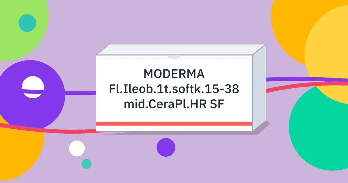 Symbolbild: Packung mit der Aufschrift MODERMA Fl.Ileob.1t.softk.15-38 mid.CeraPl.HR SF (PZN 12417343) – Verfügbarkeit und Bezug in Apotheken in Frankfurt am Main