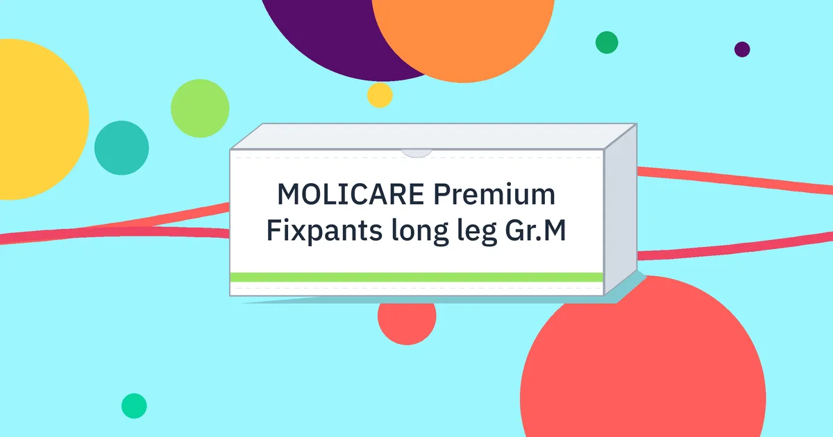 Symbolbild: Packung mit der Aufschrift MOLICARE Premium Fixpants long leg Gr.M (PZN 12543935) – Verfügbarkeit und Bezug in Apotheken in Frankfurt am Main