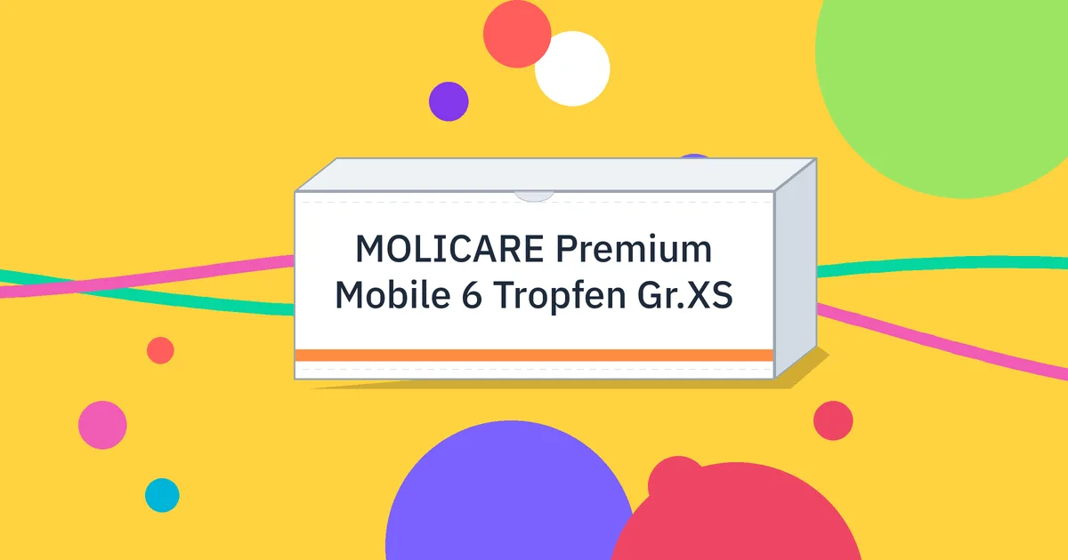 Symbolbild: Packung mit der Aufschrift MOLICARE Premium Mobile 6 Tropfen Gr.XS (PZN 17936409) – Verfügbarkeit und Bezug in Apotheken in Frankfurt am Main