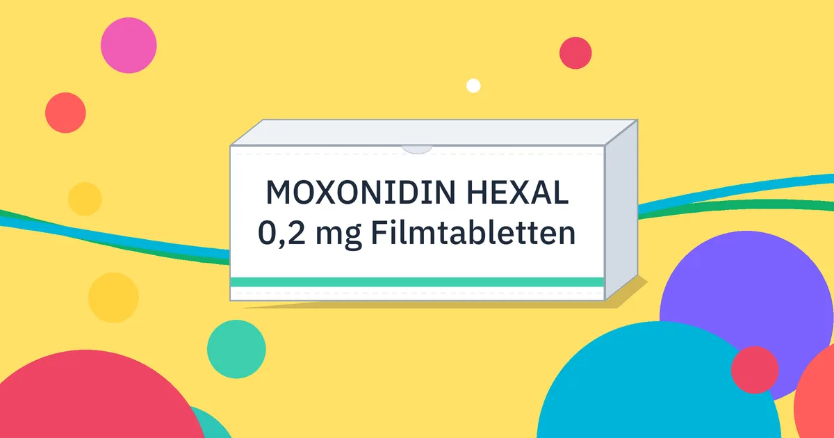 Symbolbild: Packung mit der Aufschrift MOXONIDIN HEXAL 0,2 mg Filmtabletten (PZN 00881963) – Verfügbarkeit und Bezug in Apotheken in Frankfurt am Main