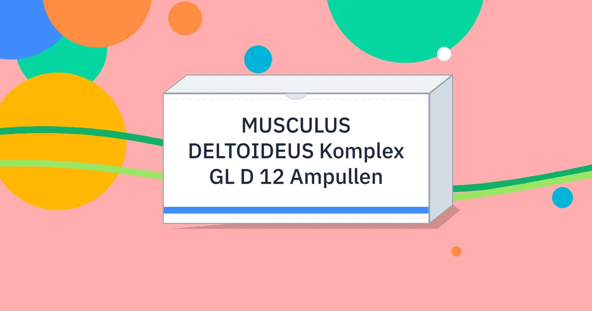 Symbolbild: Packung mit der Aufschrift MUSCULUS DELTOIDEUS Komplex GL D 12 Ampullen (PZN 02937159) – Verfügbarkeit und Bezug in Apotheken in Frankfurt am Main