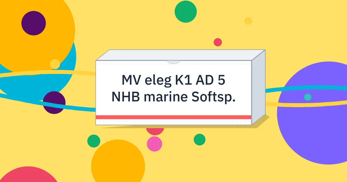 Symbolbild: Packung mit der Aufschrift MV eleg K1 AD 5 NHB marine Softsp. (PZN 15675488) – Verfügbarkeit und Bezug in Apotheken in Frankfurt am Main