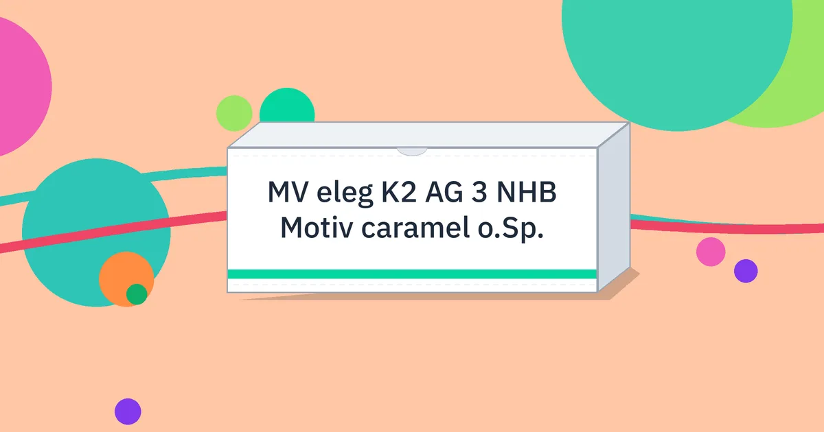 Symbolbild: Packung mit der Aufschrift MV eleg K2 AG 3 NHB Motiv caramel o.Sp. (PZN 15722696) – Verfügbarkeit und Bezug in Apotheken in Frankfurt am Main
