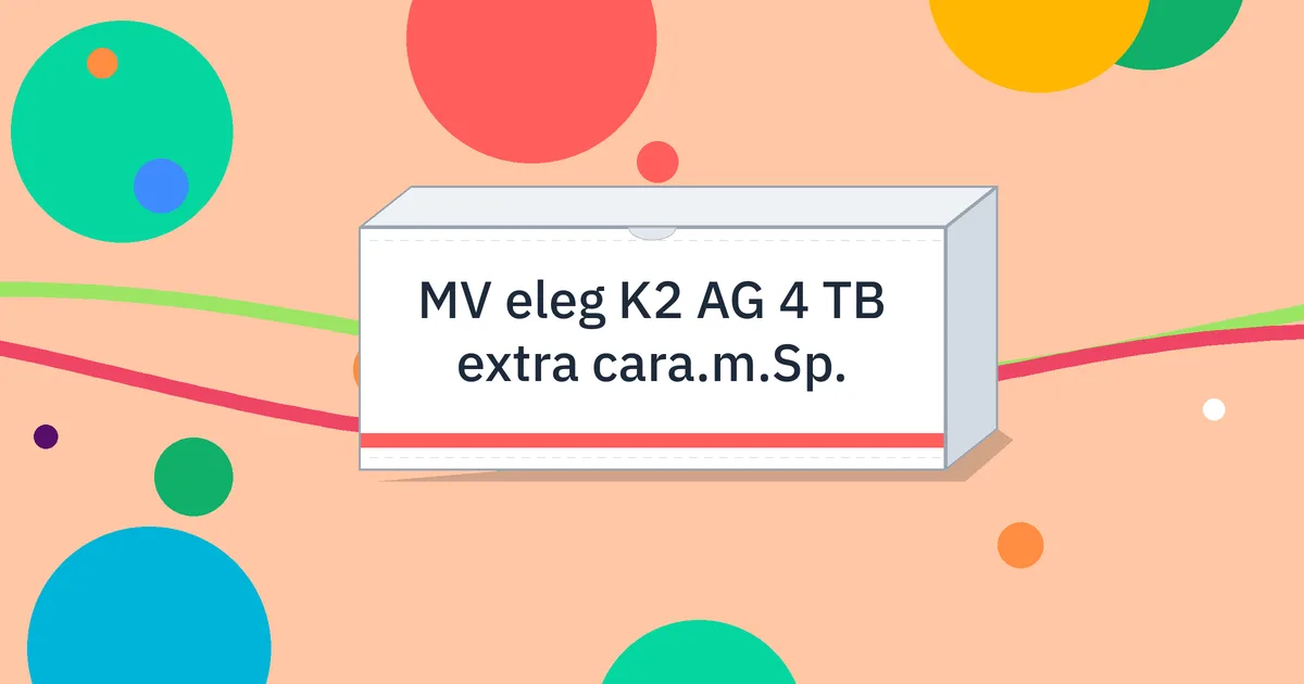 Symbolbild: Packung mit der Aufschrift MV eleg K2 AG 4 TB extra cara.m.Sp. (PZN 09876225) – Verfügbarkeit und Bezug in Apotheken in Frankfurt am Main