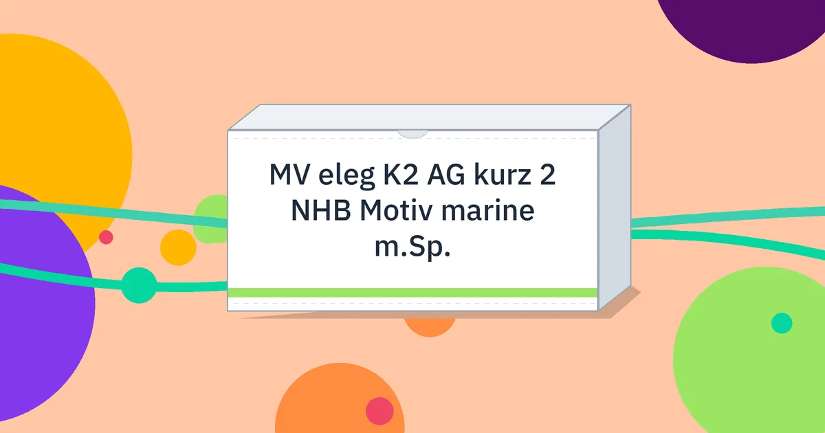 Symbolbild: Packung mit der Aufschrift MV eleg K2 AG kurz 2 NHB Motiv marine m.Sp. (PZN 15708845) – Verfügbarkeit und Bezug in Apotheken in Frankfurt am Main