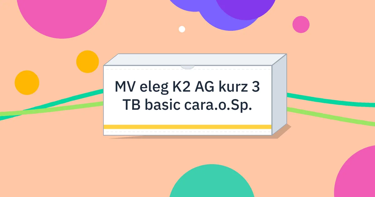 Symbolbild: Packung mit der Aufschrift MV eleg K2 AG kurz 3 TB basic cara.o.Sp. (PZN 00195038) – Verfügbarkeit und Bezug in Apotheken in Frankfurt am Main