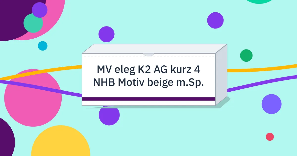 Symbolbild: Packung mit der Aufschrift MV eleg K2 AG kurz 4 NHB Motiv beige m.Sp. (PZN 15708503) – Verfügbarkeit und Bezug in Apotheken in Frankfurt am Main