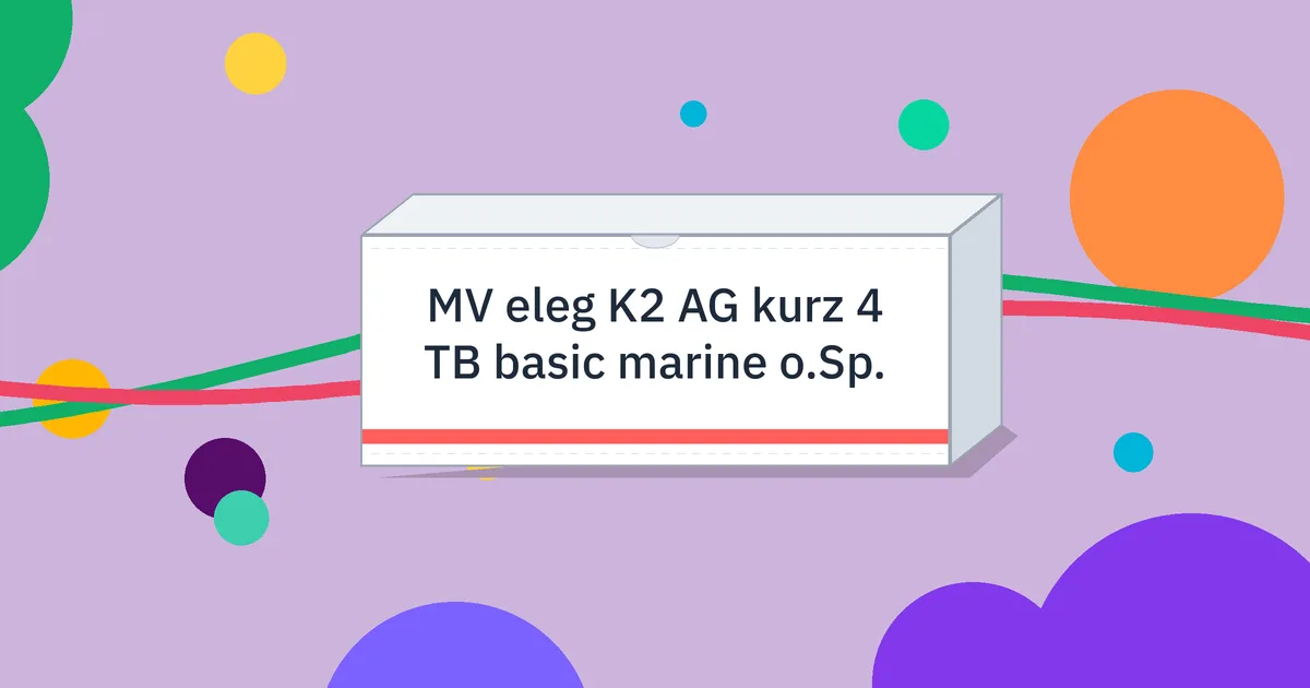 Symbolbild: Packung mit der Aufschrift MV eleg K2 AG kurz 4 TB basic marine o.Sp. (PZN 14608840) – Verfügbarkeit und Bezug in Apotheken in Frankfurt am Main