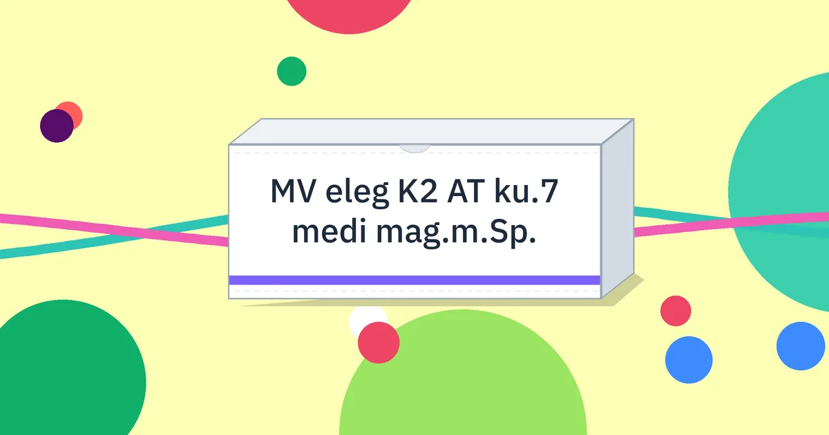 Symbolbild: Packung mit der Aufschrift MV eleg K2 AT ku.7 medi mag.m.Sp. (PZN 14626476) – Verfügbarkeit und Bezug in Apotheken in Frankfurt am Main