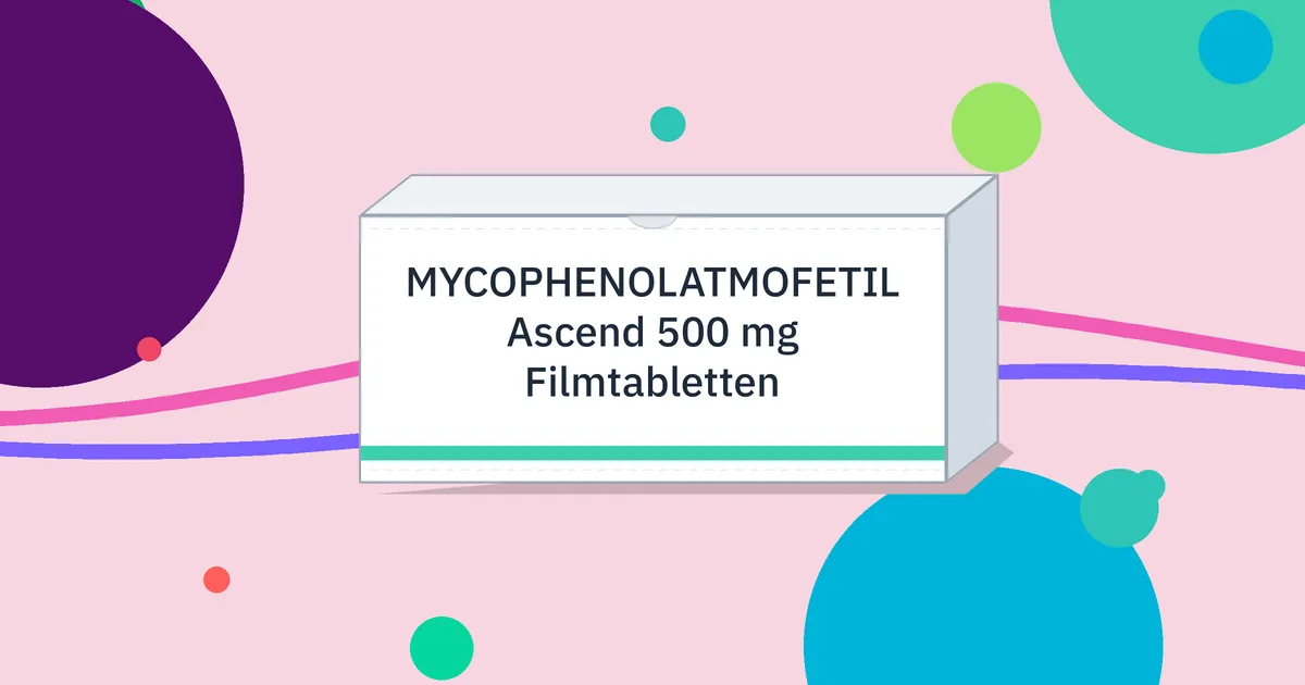 Symbolbild: Packung mit der Aufschrift MYCOPHENOLATMOFETIL Ascend 500 mg Filmtabletten (PZN 19681468) – Verfügbarkeit und Bezug in Apotheken in Frankfurt am Main