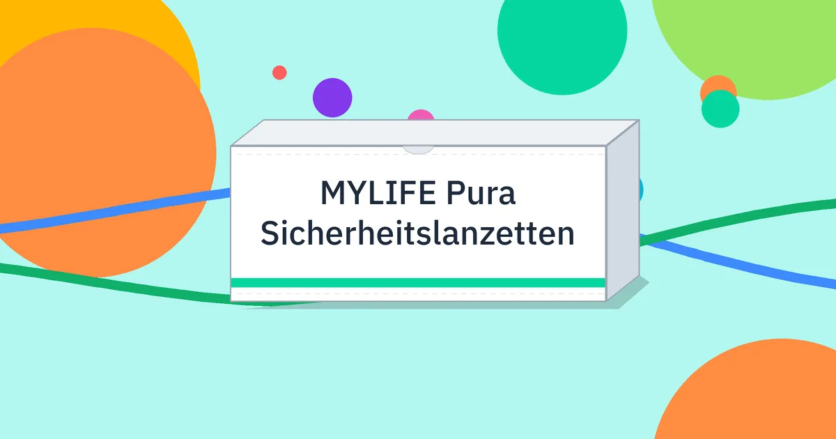Symbolbild: Packung mit der Aufschrift MYLIFE Pura Sicherheitslanzetten (PZN 09685287) – Verfügbarkeit und Bezug in Apotheken in Frankfurt am Main
