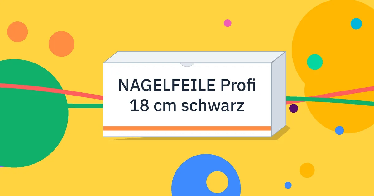 Symbolbild: Packung mit der Aufschrift NAGELFEILE Profi 18 cm schwarz (PZN 18106934) – Verfügbarkeit und Bezug in Apotheken in Frankfurt am Main