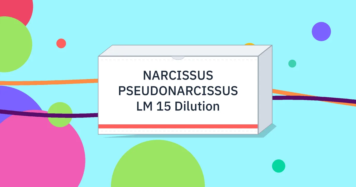 Symbolbild: Packung mit der Aufschrift NARCISSUS PSEUDONARCISSUS LM 15 Dilution (PZN 13615890) – Verfügbarkeit und Bezug in Apotheken in Frankfurt am Main