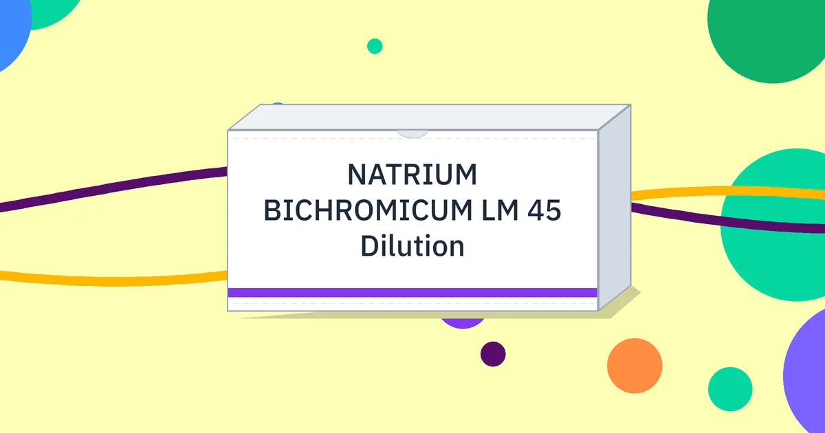 Symbolbild: Packung mit der Aufschrift NATRIUM BICHROMICUM LM 45 Dilution (PZN 12961012) – Verfügbarkeit und Bezug in Apotheken in Frankfurt am Main