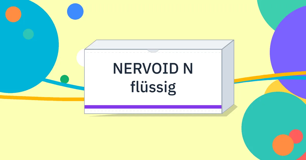 Symbolbild: Packung mit der Aufschrift NERVOID N flüssig (PZN 02804783) – Verfügbarkeit und Bezug in Apotheken in Frankfurt am Main