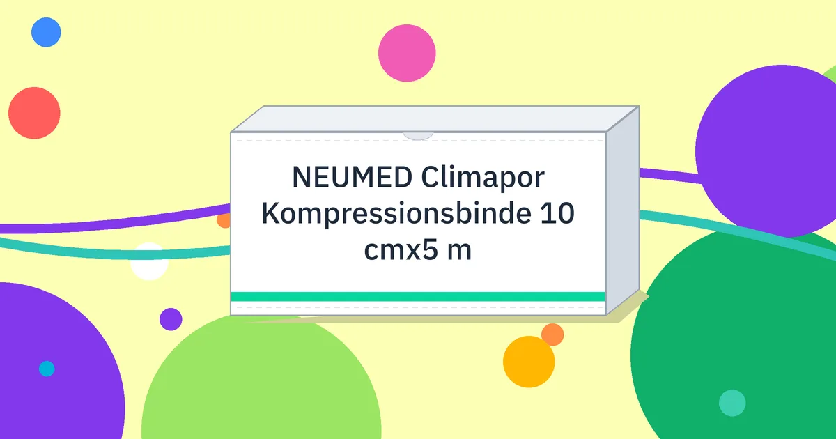 Symbolbild: Packung mit der Aufschrift NEUMED Climapor Kompressionsbinde 10 cmx5 m (PZN 13576285) – Verfügbarkeit und Bezug in Apotheken in Frankfurt am Main