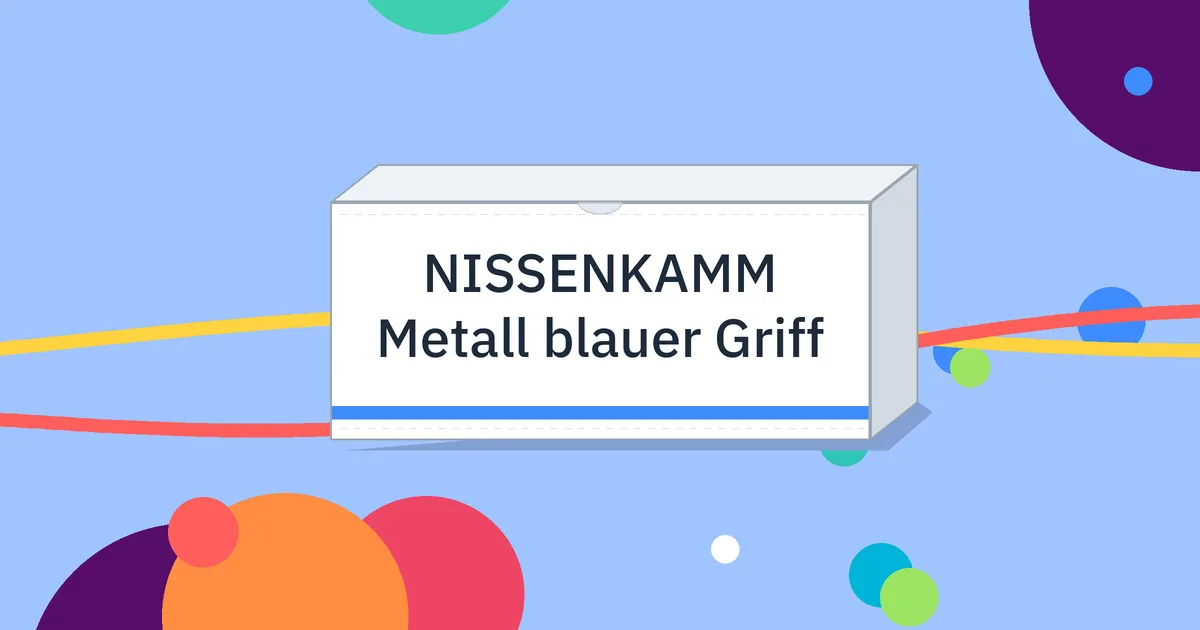 Symbolbild: Packung mit der Aufschrift NISSENKAMM Metall blauer Griff (PZN 09254618) – Verfügbarkeit und Bezug in Apotheken in Frankfurt am Main