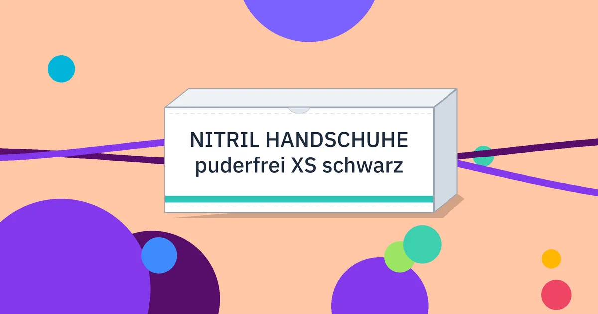 Symbolbild: Packung mit der Aufschrift NITRIL HANDSCHUHE puderfrei XS schwarz (PZN 09617222) – Verfügbarkeit und Bezug in Apotheken in Frankfurt am Main