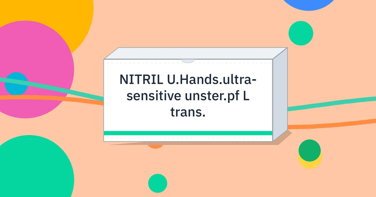 Symbolbild: Packung mit der Aufschrift NITRIL U.Hands.ultra-sensitive unster.pf L trans. (PZN 13973862) – Verfügbarkeit und Bezug in Apotheken in Frankfurt am Main