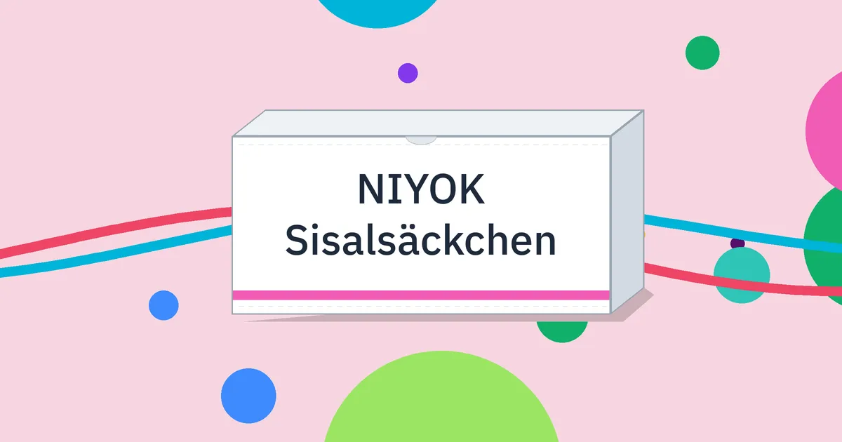 Symbolbild: Packung mit der Aufschrift NIYOK Sisalsäckchen (PZN 18836420) – Verfügbarkeit und Bezug in Apotheken in Frankfurt am Main