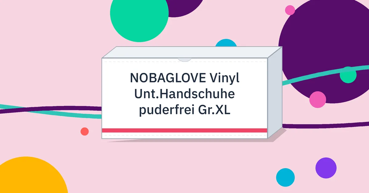 Symbolbild: Packung mit der Aufschrift NOBAGLOVE Vinyl Unt.Handschuhe puderfrei Gr.XL (PZN 00598492) – Verfügbarkeit und Bezug in Apotheken in Frankfurt am Main