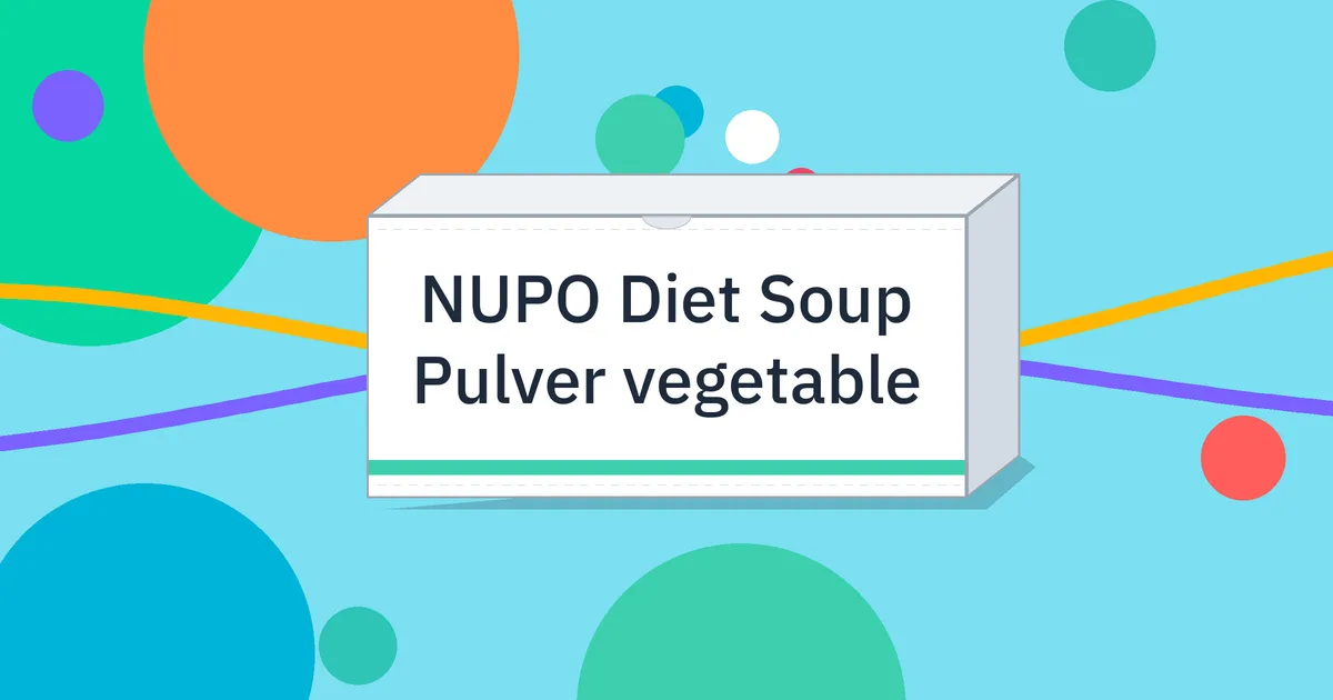 Symbolbild: Packung mit der Aufschrift NUPO Diet Soup Pulver vegetable (PZN 20895186) – Verfügbarkeit und Bezug in Apotheken in Frankfurt am Main
